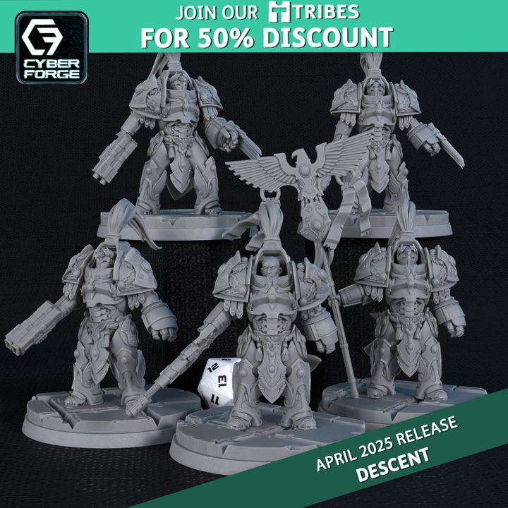 3D Printable Invicti Custodes - Descent - Cyber Forge Miniatures April 2025 by Titan Forge ...